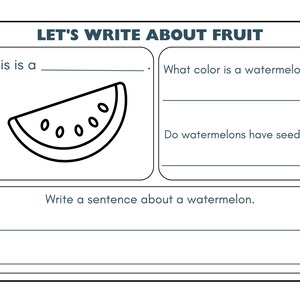 Let’s Write About Fruit: Fun ESL Writing Worksheet for Kids - Etsy