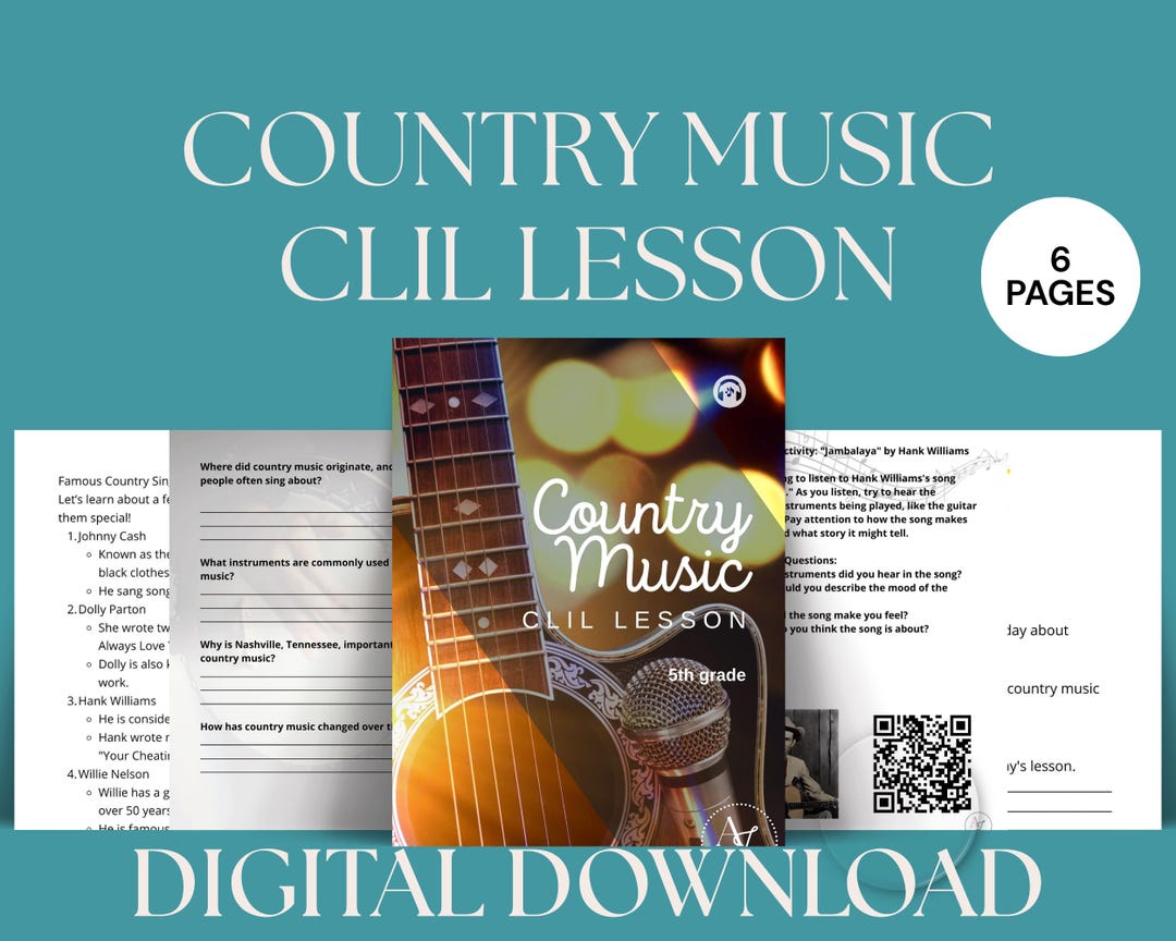 Country Music Lesson Plan for Kids | 5th Grade Worksheet With QR Code ...