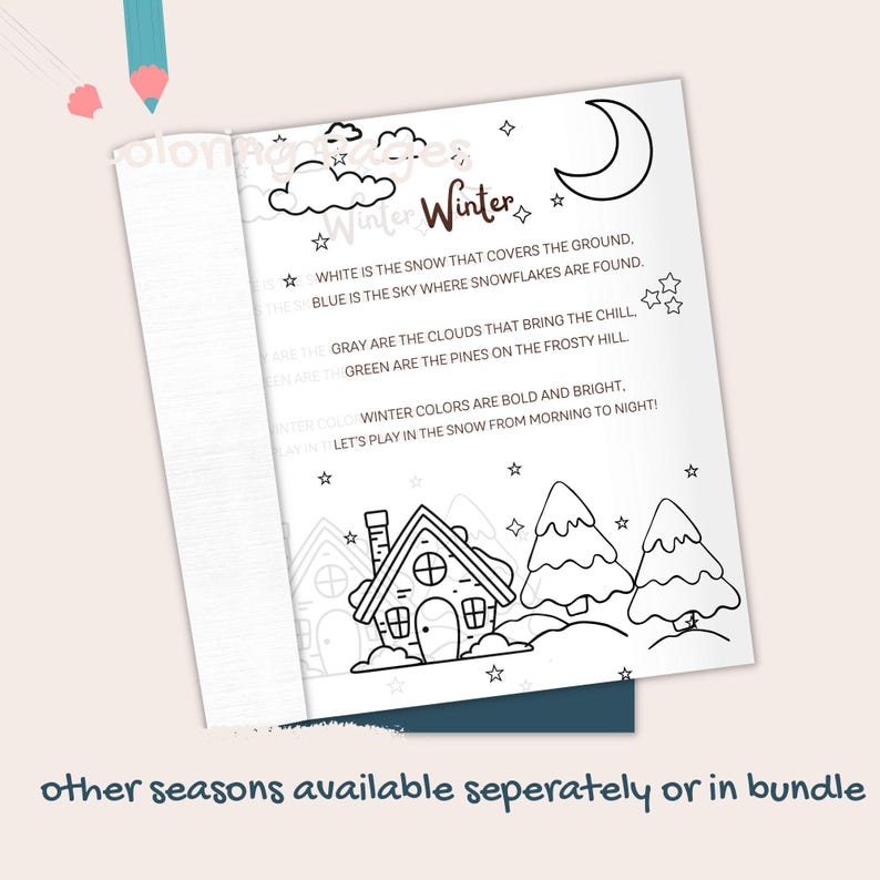 Winter Colors Poem and Coloring Page for Kids - Etsy