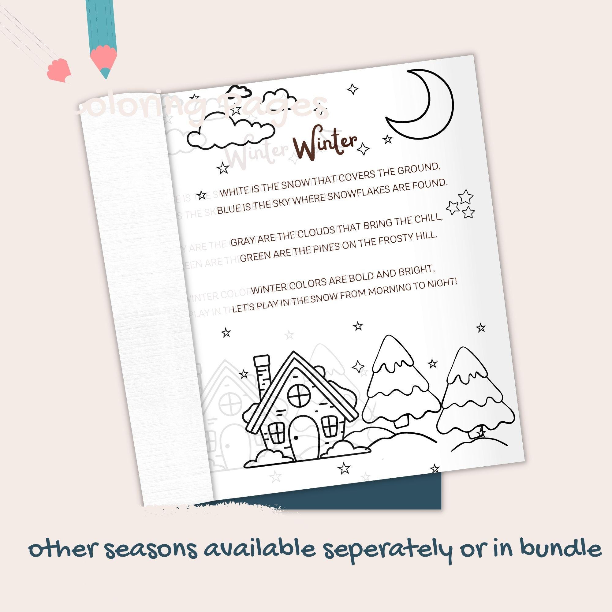 Winter Colors Poem and Coloring Page for Kids - Etsy