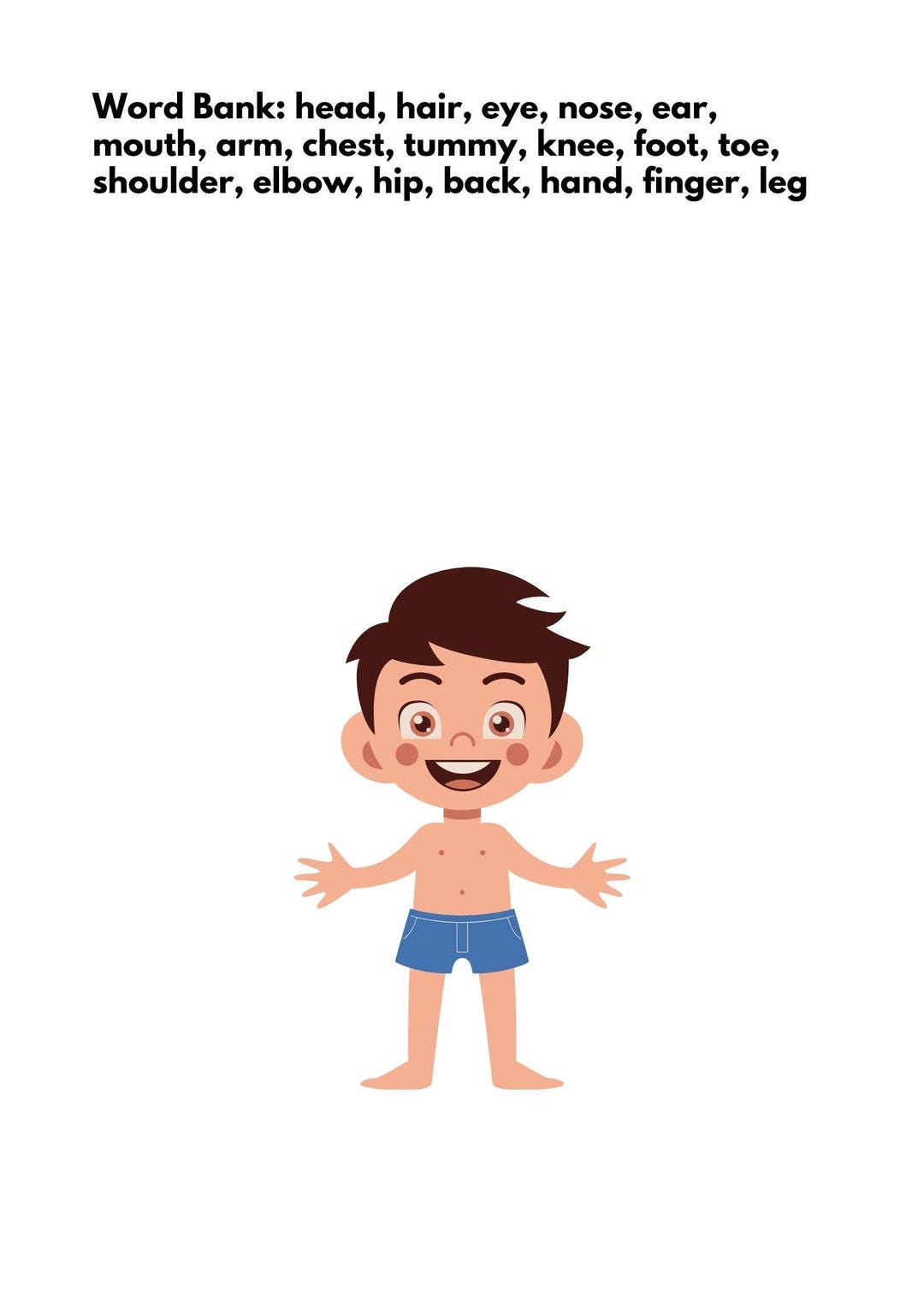 Body Parts Quiz and Activities for Kids Fun ESL Worksheets - Etsy