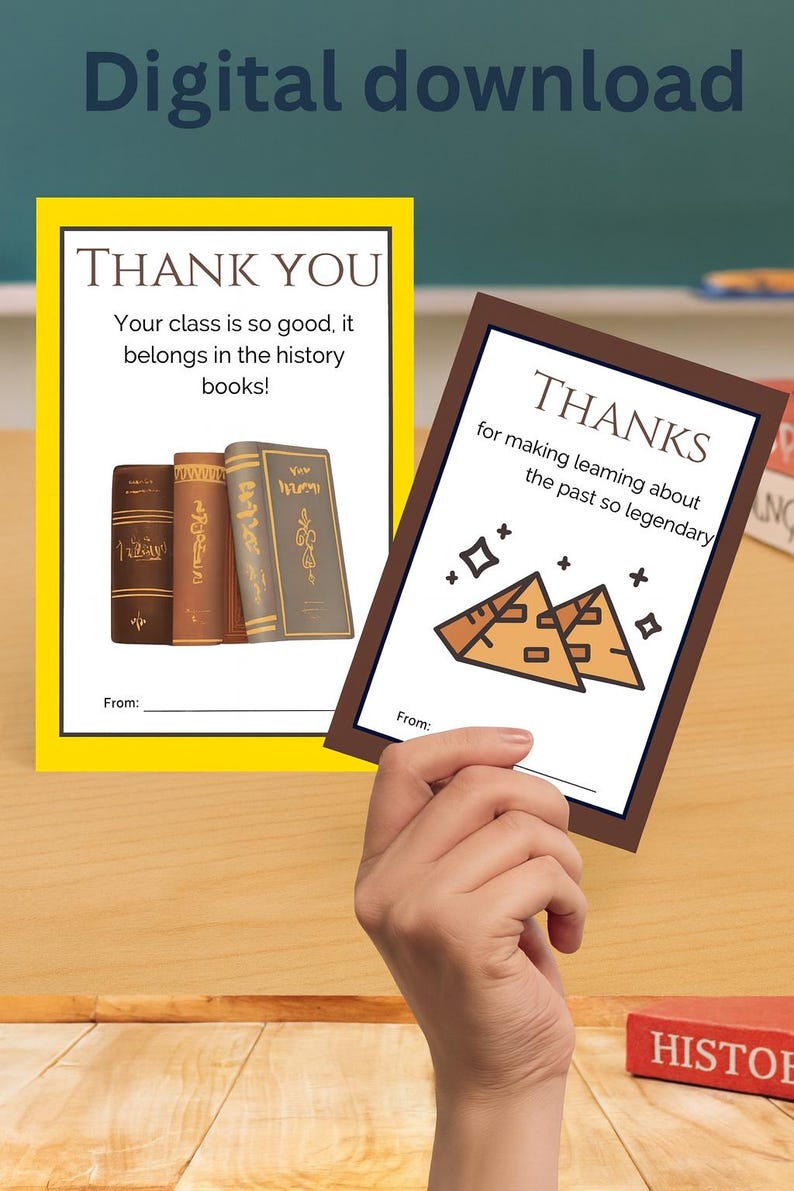 History Teacher Gift Card Holder – Printable Thank You Card (PDF) - Etsy