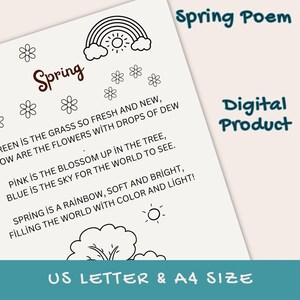 Spring Colors Poem and Coloring Page for Kids - Etsy