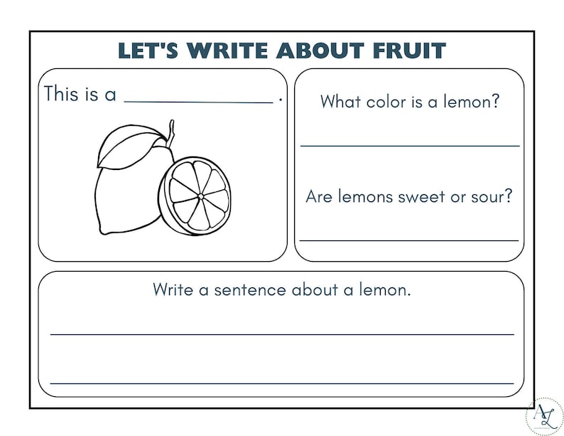 Let’s Write About Fruit: Fun ESL Writing Worksheet for Kids - Etsy
