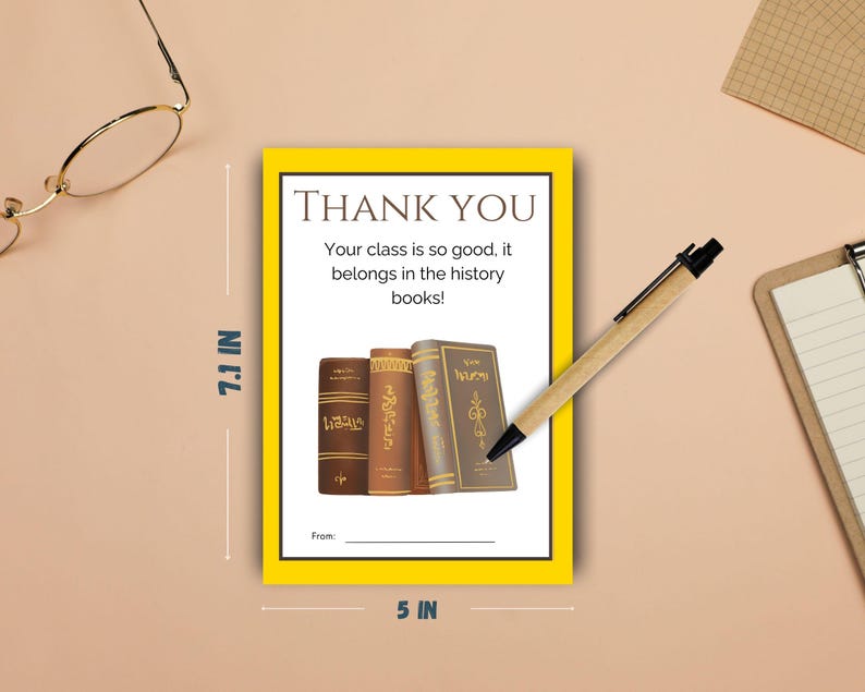 History Teacher Gift Card Holder – Printable Thank You Card (PDF) - Etsy