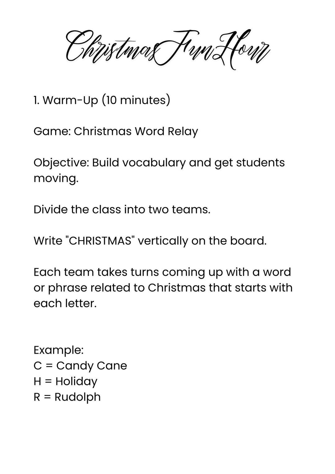 Christmas ESL Lesson Plan Fun Christmas Games & Activities for Kids 1 ...