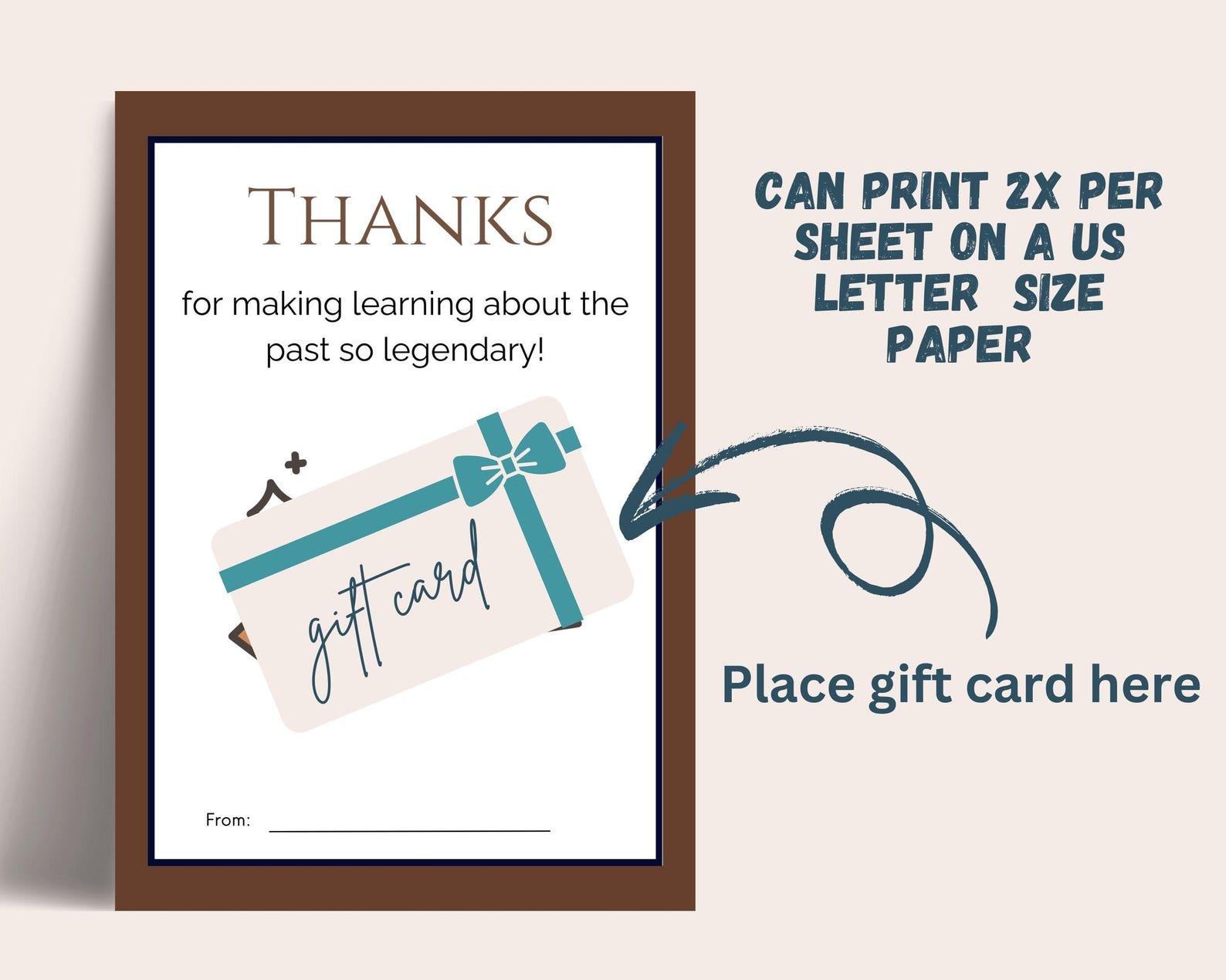 History Teacher Gift Card Holder – Printable Thank You Card (PDF) - Etsy