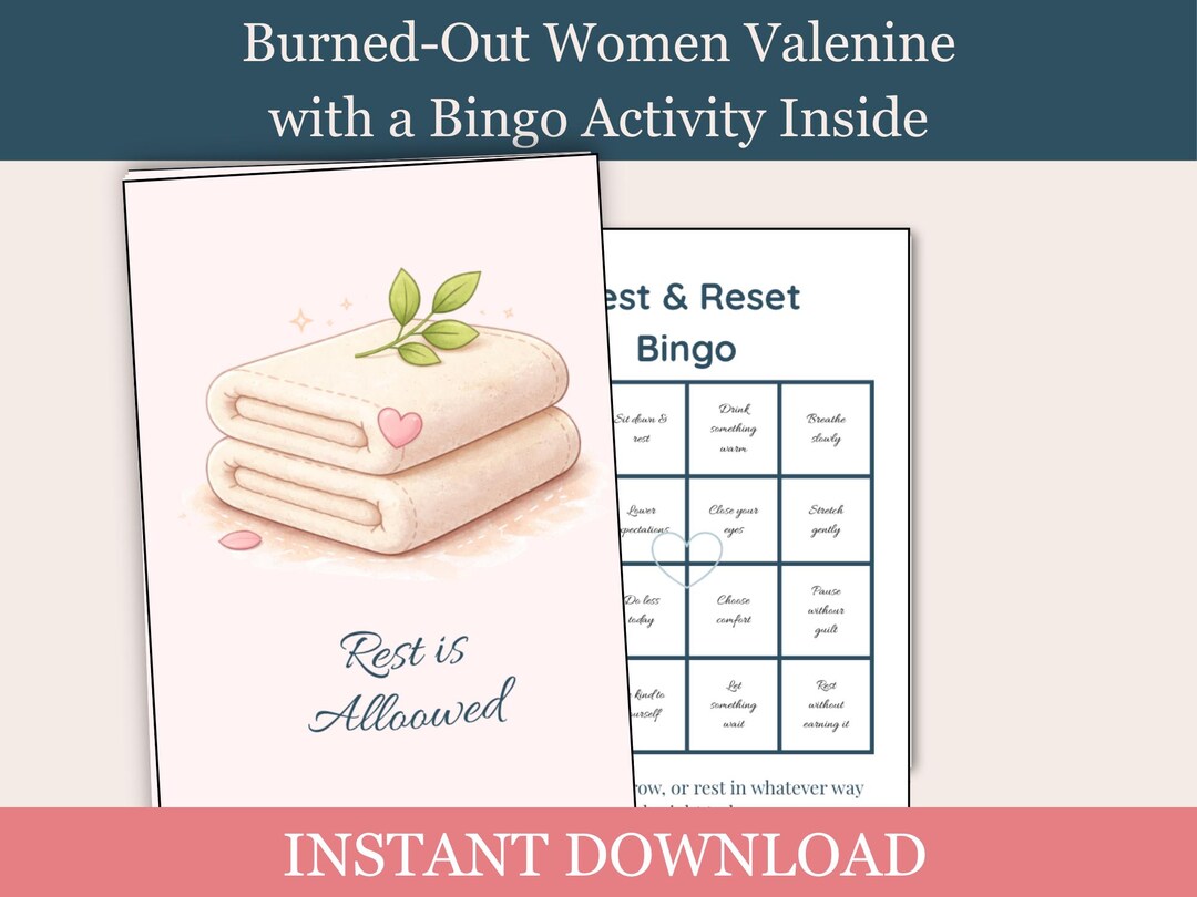 Self-care Valentine Bingo Card – Printable Gift for Burnout (digital ...