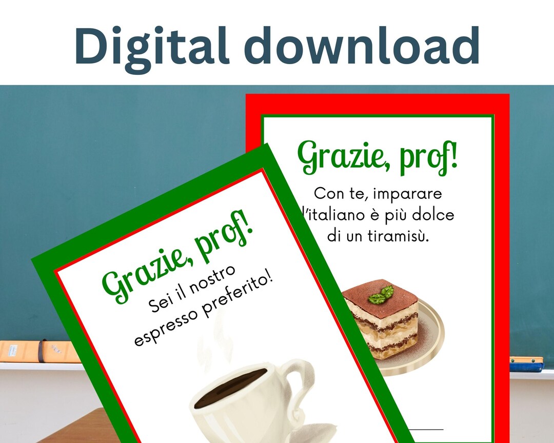 Printable Italian Teacher Gift Card Holder | Grazie, Prof! Appreciation ...