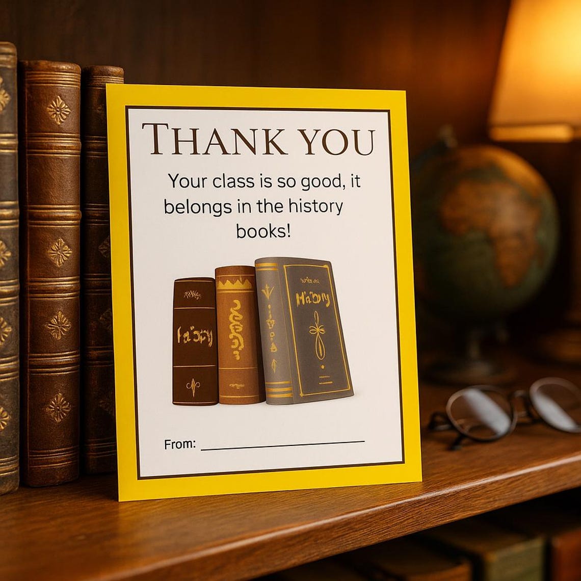 History Teacher Gift Card Holder – Printable Thank You Card (PDF) - Etsy
