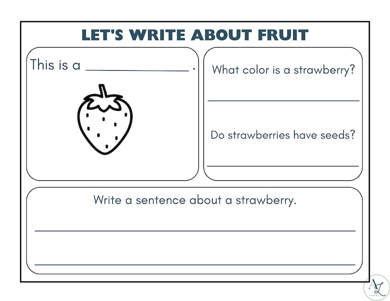 Let’s Write About Fruit: Fun ESL Writing Worksheet for Kids - Etsy