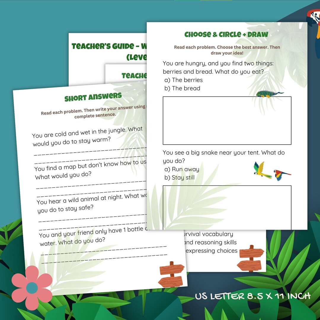 Jungle Problem Solving Worksheets | What Would You Do? | ESL CLIL Homeschool Activities | 3 ...