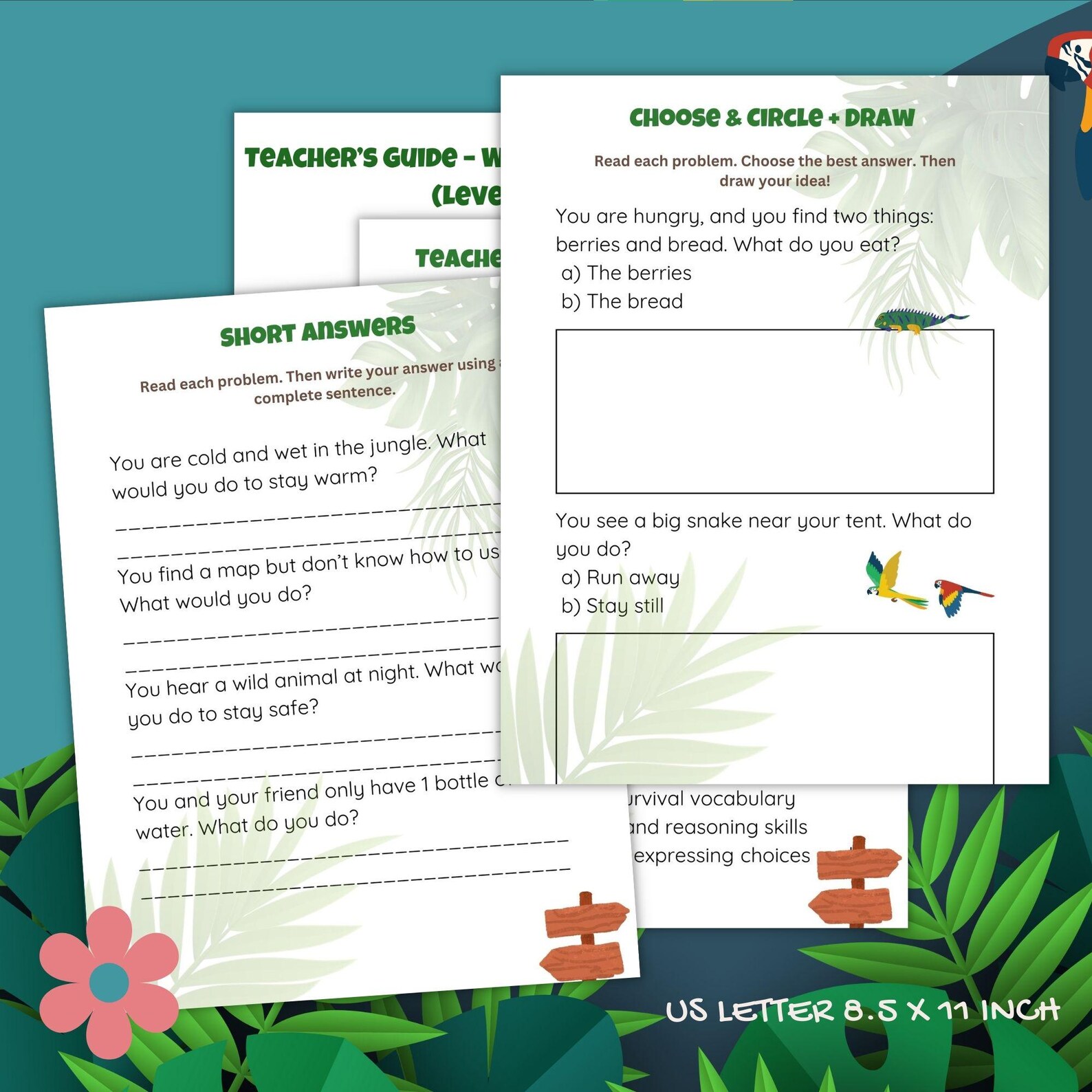 Jungle Problem Solving Worksheets | What Would You Do? | ESL CLIL ...