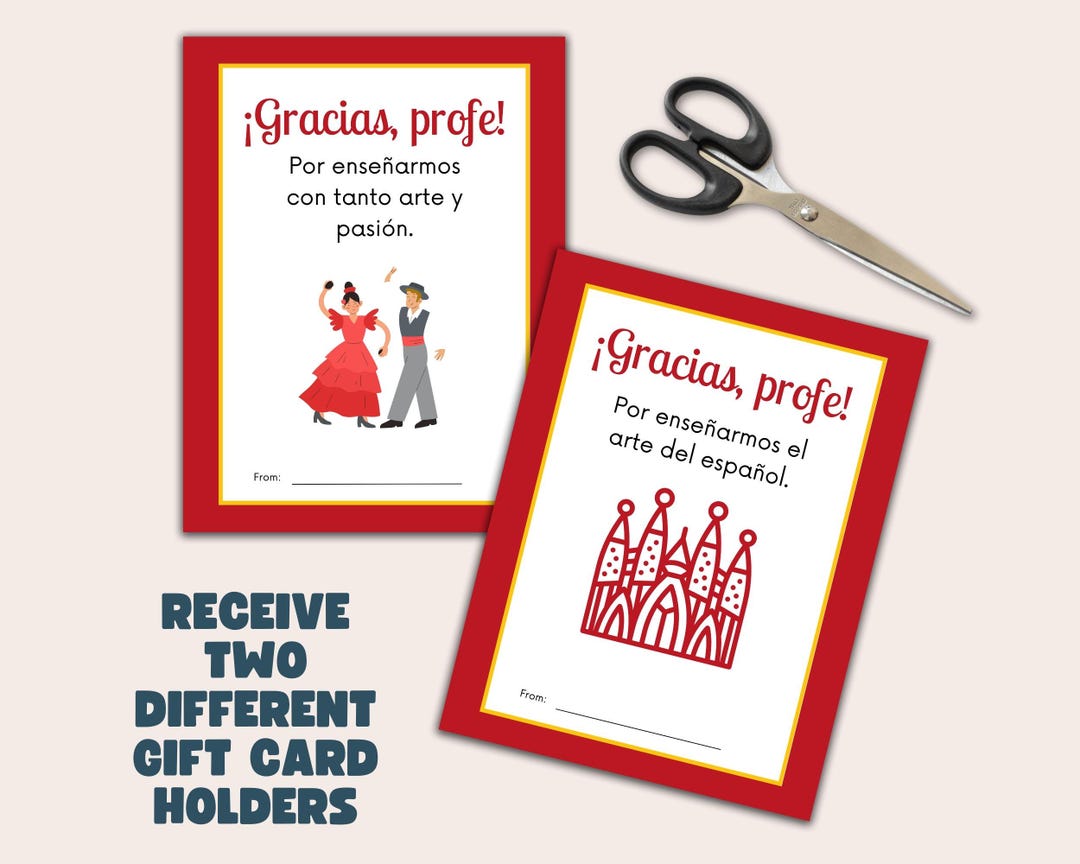 Gracias Profe Gift Card Holder: Printable Spanish Teacher Appreciation ...