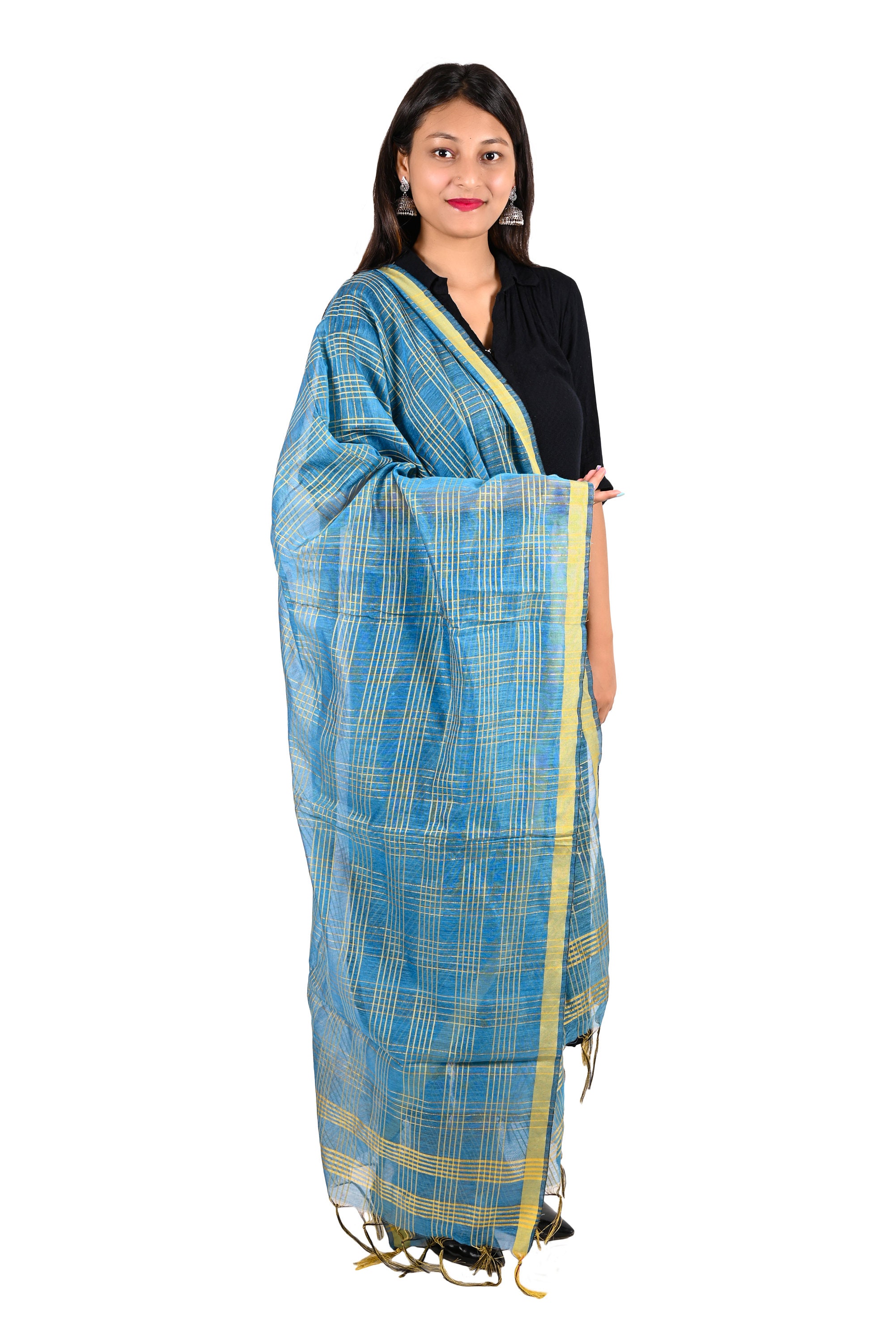 Woman's Chanderi Check Pattern Dupatta is Incredibly Stunning,elegant ...