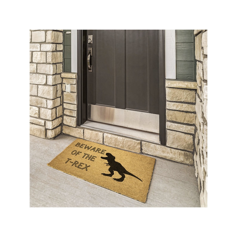 Funny Doormat - Beware of T-rex, Dinosaur Decor, Nerdy Welcome Mat ...