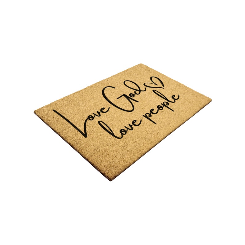 Christian Doormat Love God Love People - Cute Welcome Mat, Coir Outdoor ...