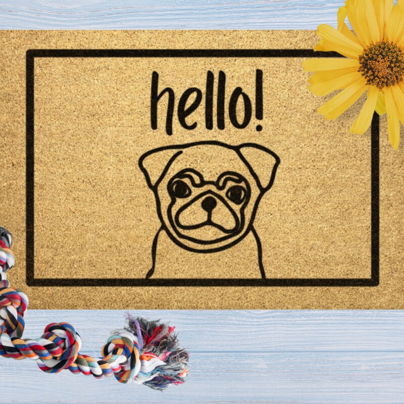 Pug Welcome Mat - Etsy