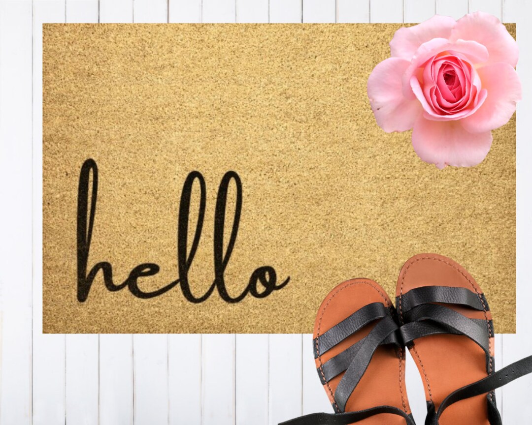 Hello Welcome Mat -- Cute Doormat, Coir Outdoor Rug, Entryway Decor ...