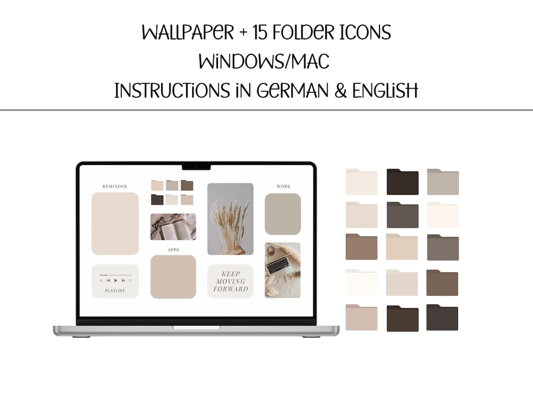 15 Desktop Folder Icons, Beige, Neutral Icons, Macbook, Imac, Windows ...