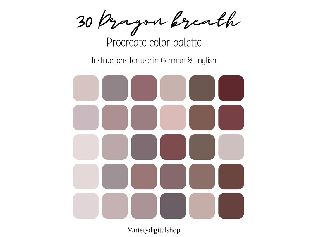 30 Dragon Breath Procreate Color Palette, Procreate Brushes, Procreate ...