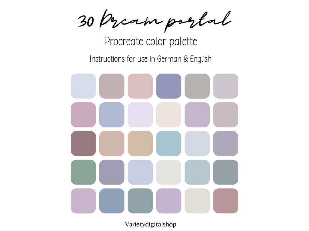 30 Dream Portal Procreate Color Palette, Procreate Brushes, Procreate ...