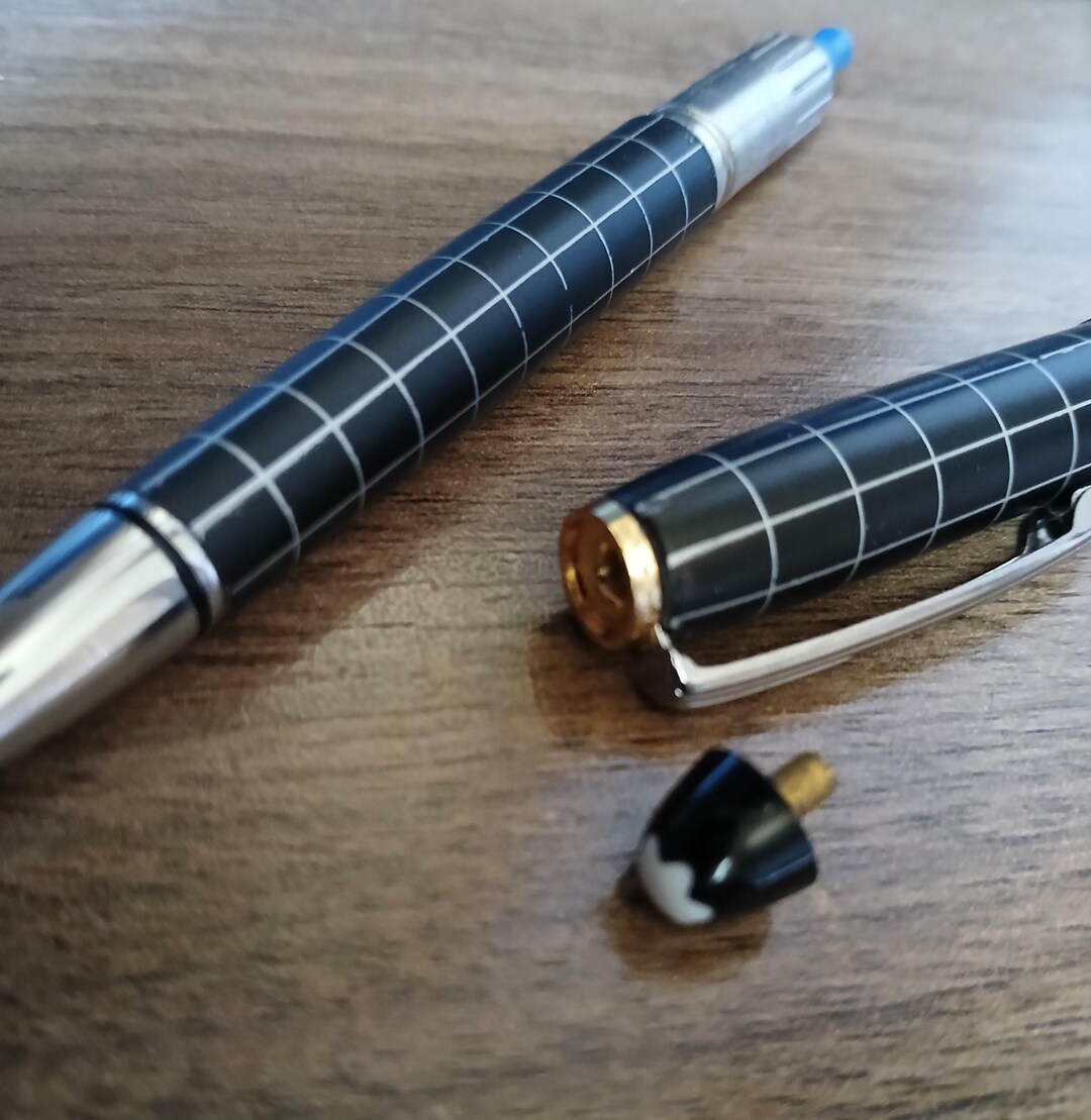 Ballpoint Metallic Pen Mont Blanc Chess Type Black With Silver Color ...