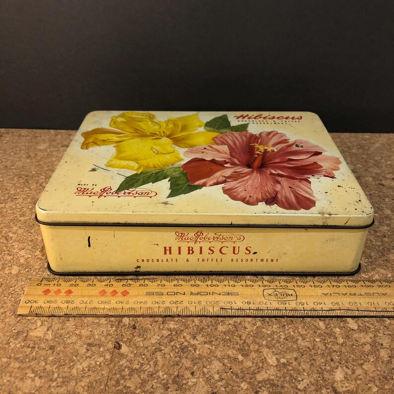 Macrobertson Hibiscus Lolly Tin. Biscuit Box for Pantry or Craft Room ...
