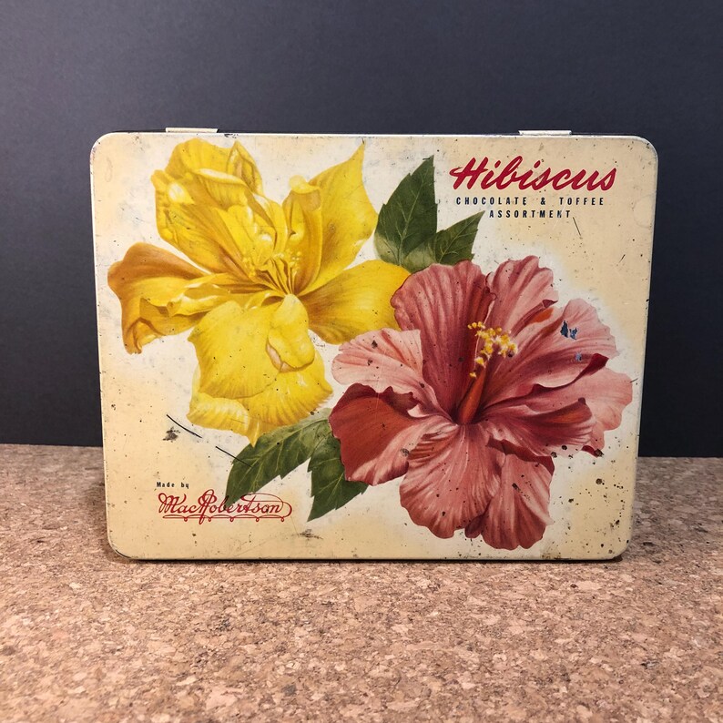 Macrobertson Hibiscus Lolly Tin. Biscuit Box for Pantry or Craft Room ...
