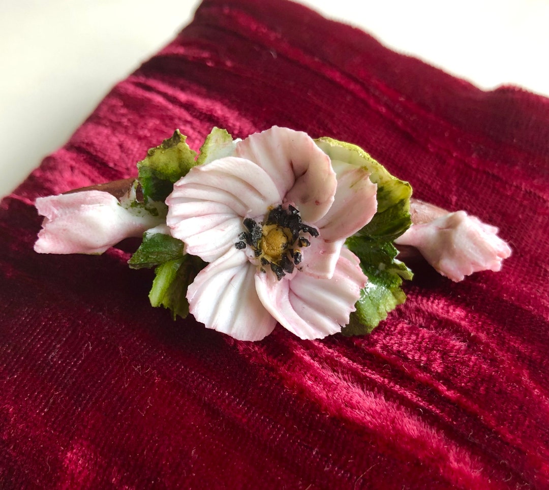 Capodimonte Porcelain Flower Brooch - Etsy
