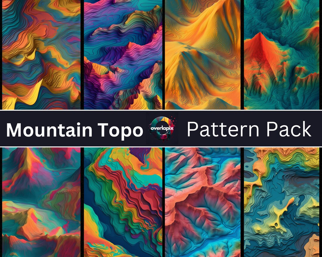 Mountain Topography 2 - Seamless Pattern Pack (8) - Etsy