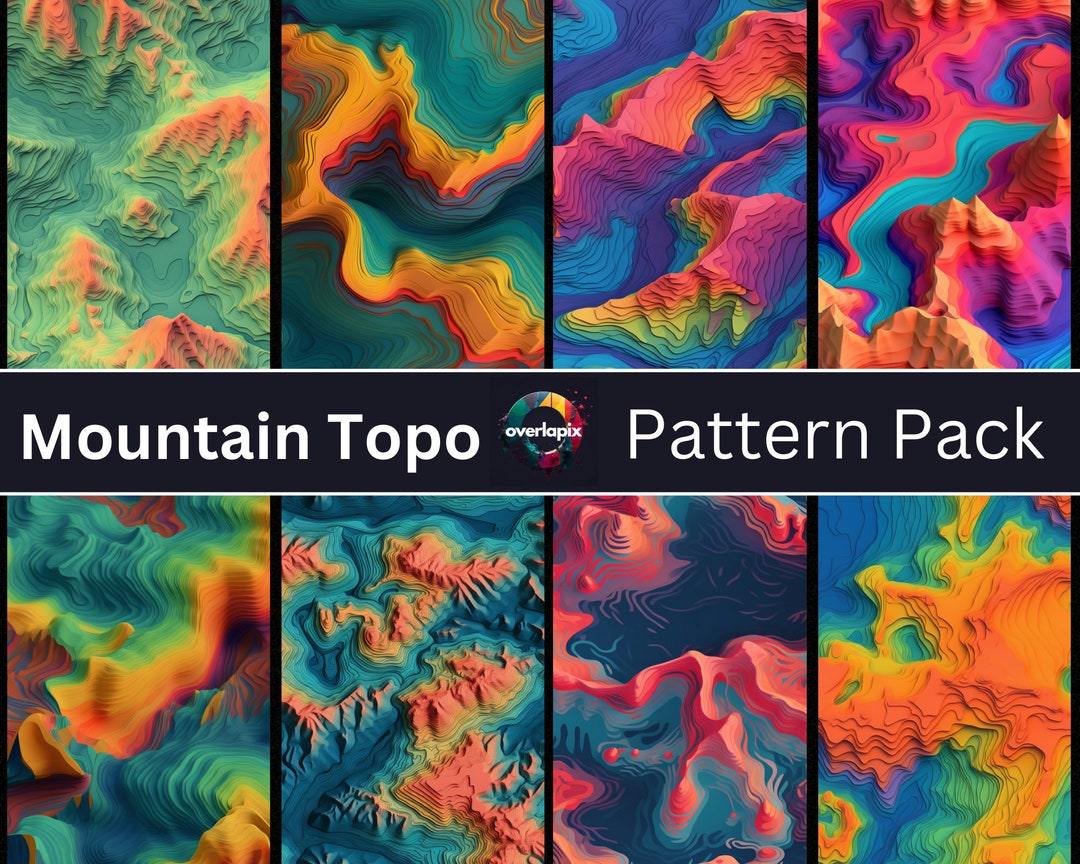Mountain Topography - Seamless Pattern Pack (8) - Etsy