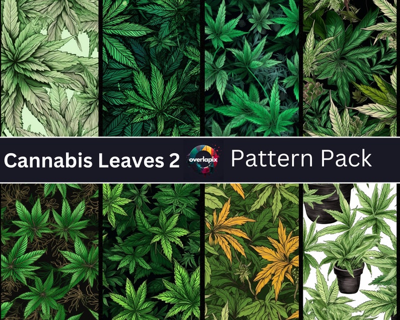 Cannabis Leaves 2 - Seamless Pattern Pack (8) - Etsy
