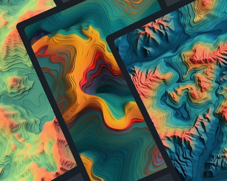 Mountain Topography Seamless Pattern Pack 8 - Etsy