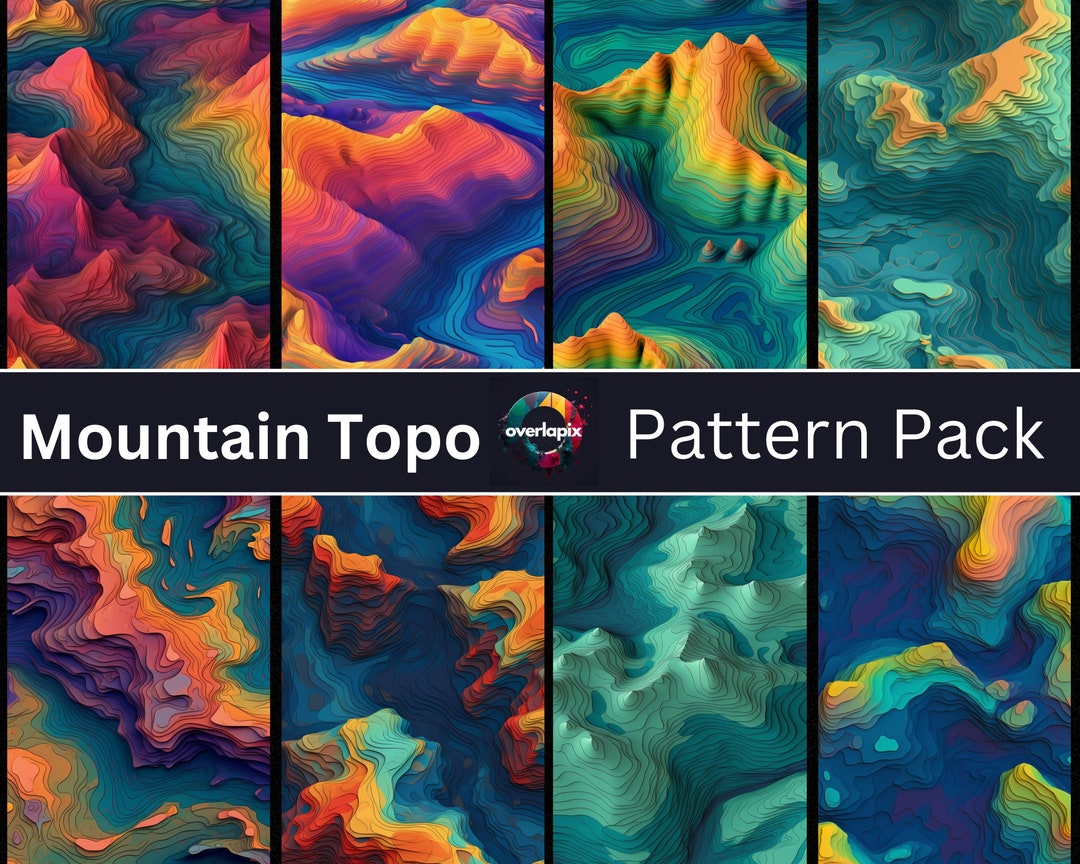 Mountain Topography 3 - Seamless Pattern Pack (8) - Etsy