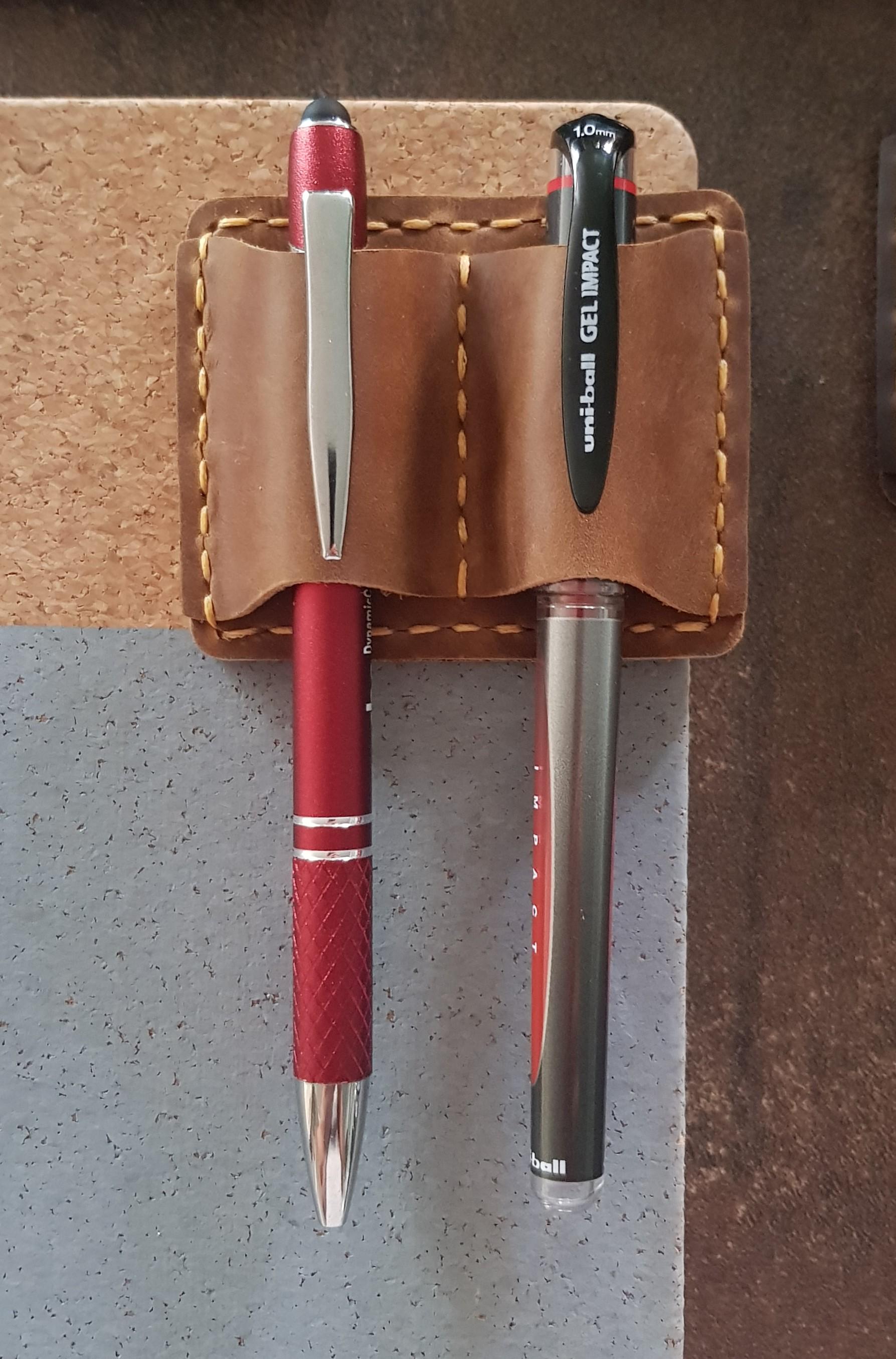 Handmade Leather Double Pen Clip for Books & Notebooks, Two-pen Pencil ...