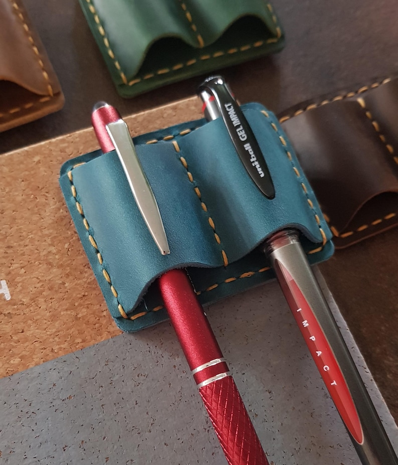 Handmade Leather Double Pen Clip for Books & Notebooks, Two-pen Pencil ...