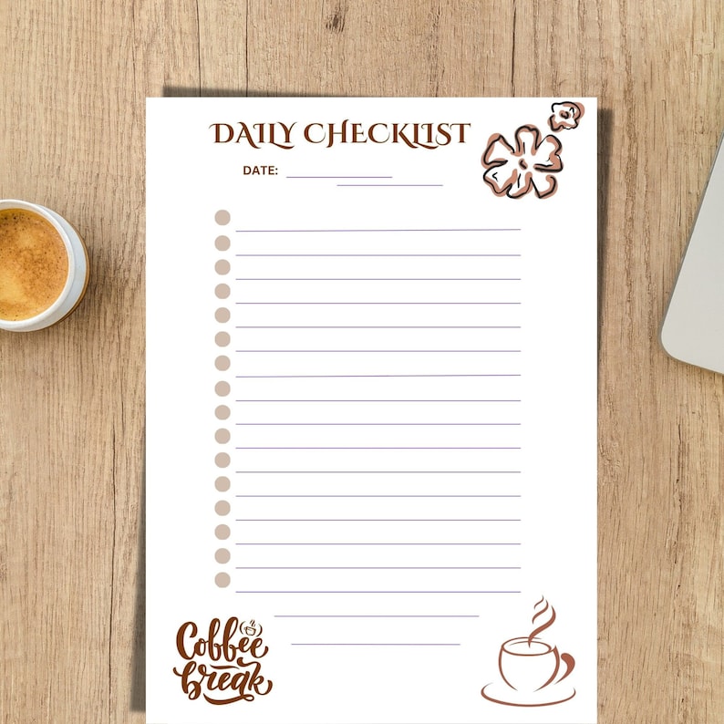 Coffee Brown Printable Checklist - Etsy