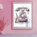 Pink Wall Art Pink Retro Telephone Wall Art Print Glamorous Phone Art ...