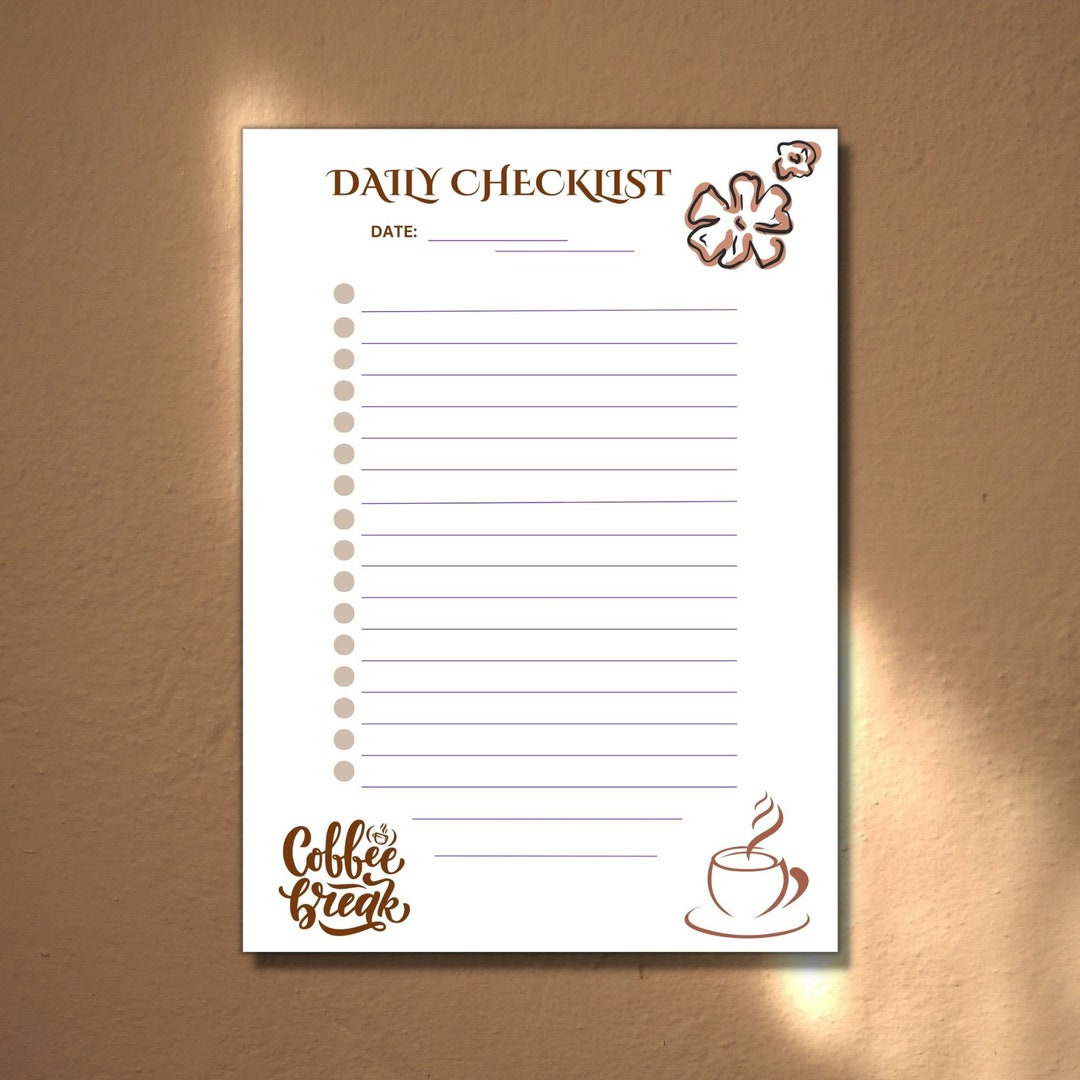 Coffee Brown Printable Checklist - Etsy