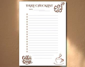Brown Flower Printable Checklist - Etsy