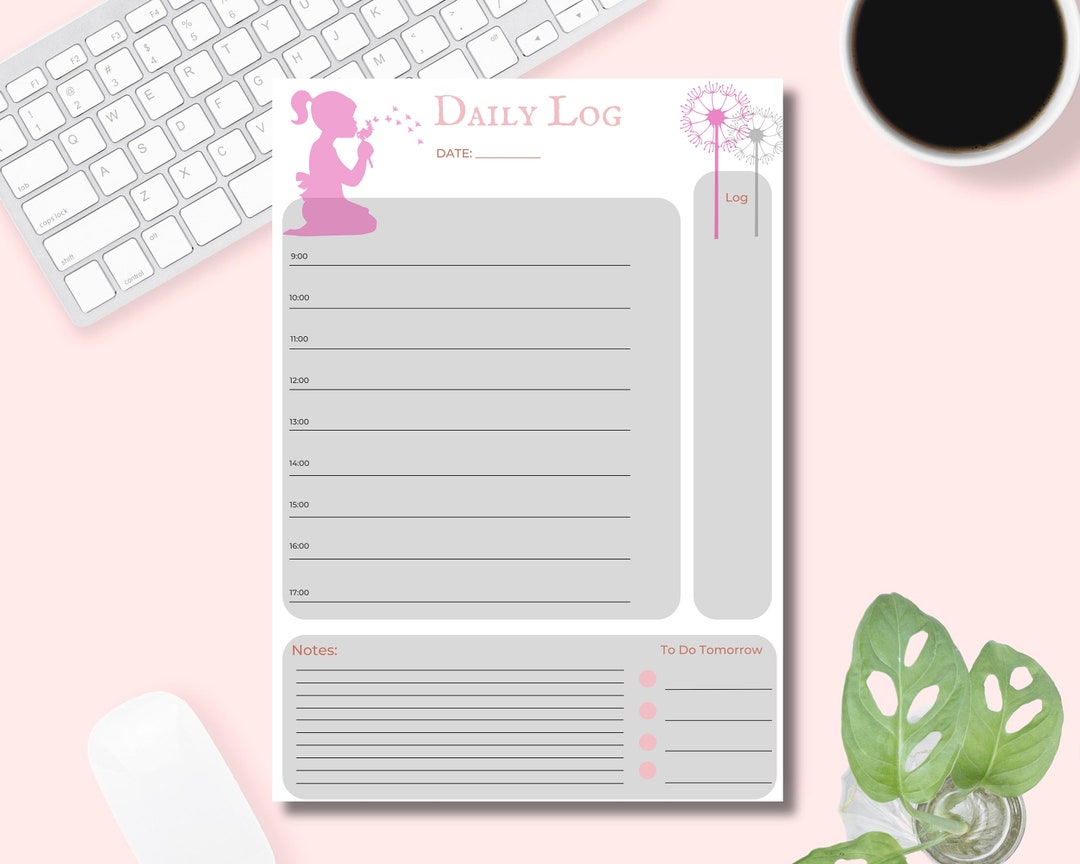 Daily Work Log | Hourly Work Tracker | Digital Printable | Digital ...