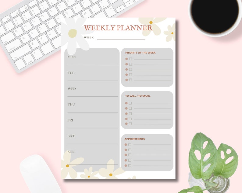 Weekly Work Planner | Work Tracker | Digital Printable | Digital ...