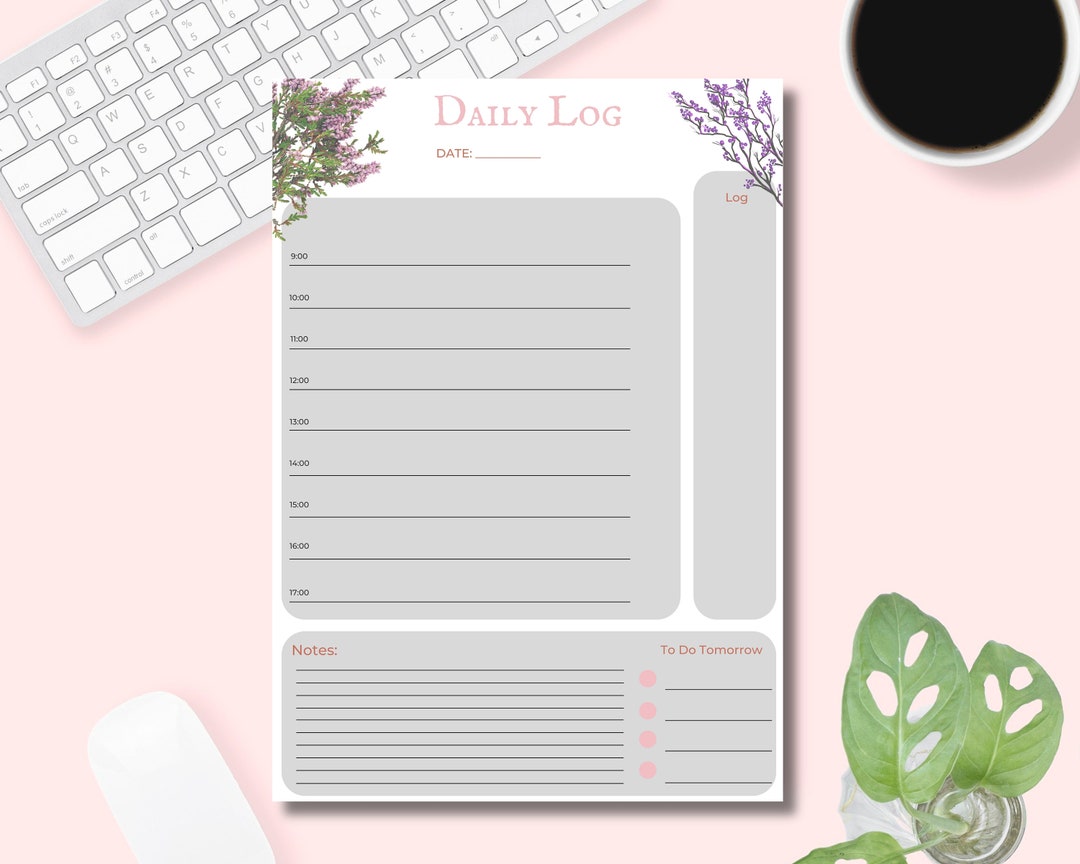 Hourly Planner Daily Work Log Work Tracker Work Log Digital Printable ...