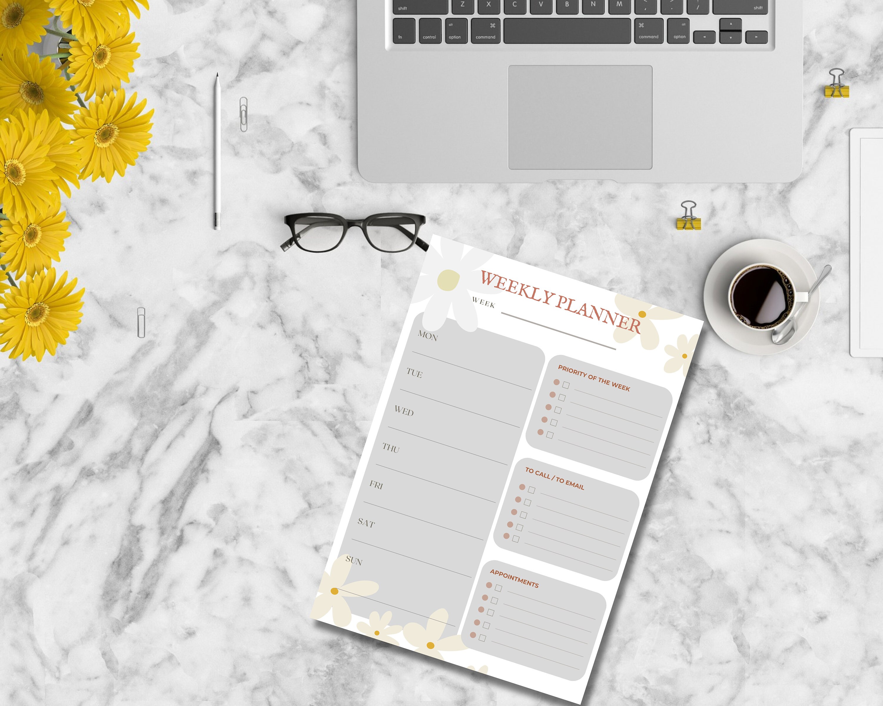 Weekly Work Planner | Work Tracker | Digital Printable | Digital ...