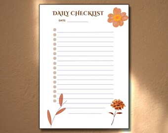 Brown Flower Printable Checklist - Etsy