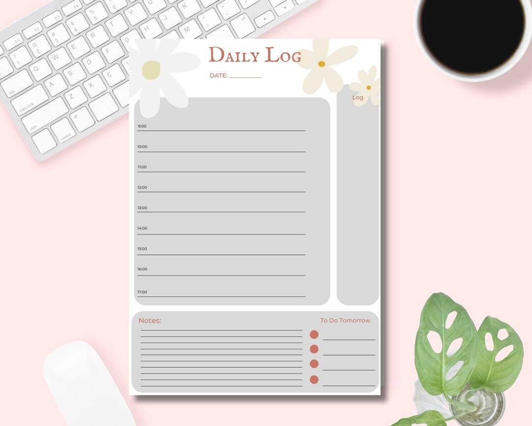 Hourly Planner Daily Work Tracker Work Log Work Planner Digital ...