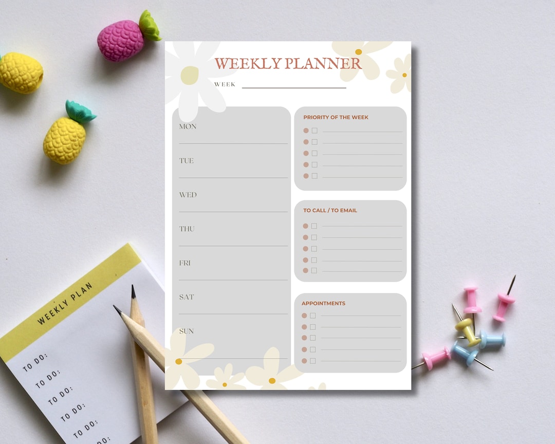 Weekly Work Planner | Work Tracker | Digital Printable | Digital ...