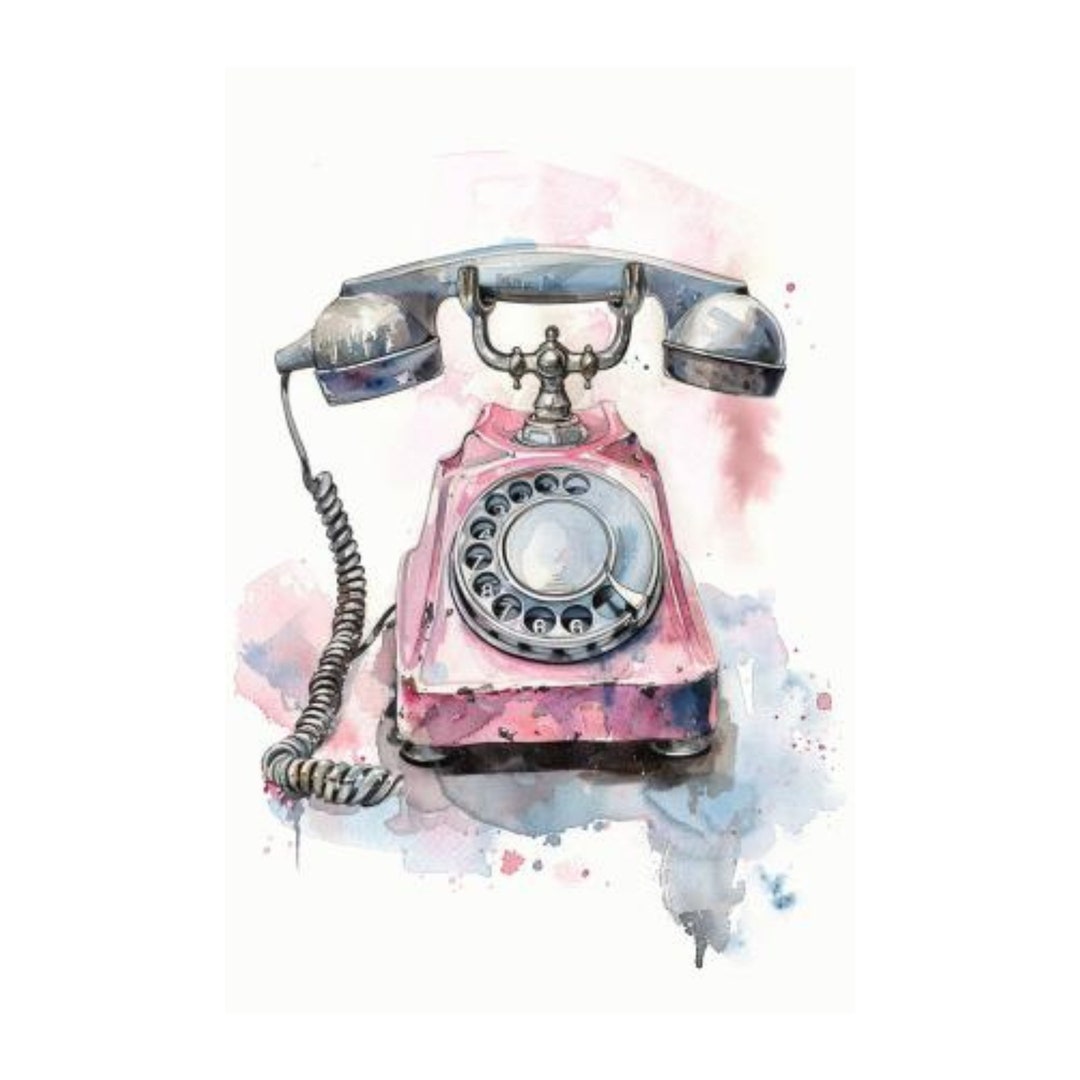 Pink Wall Art Pink Retro Telephone Wall Art Print Glamorous Phone Art ...