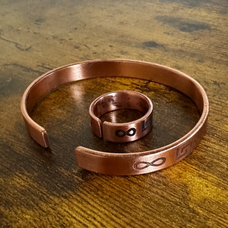 Ancient Greek Copper Bracelet and Ring Set, Handcrafted Copper, Solid ...